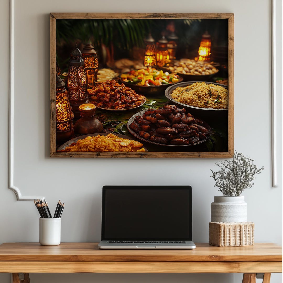Nigerian Feast Print – Rustic Kitchen Decor, Jollof Rice Art (digital ...