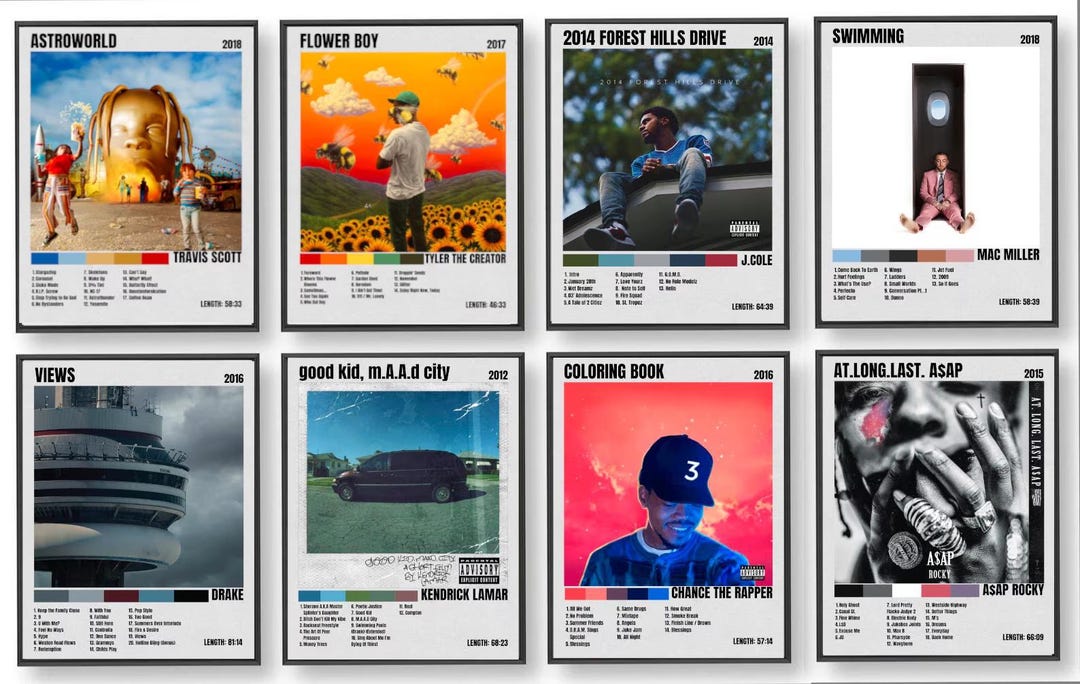 8 Rap Album Cover Posters - Digital Album Art Poster Download - Home ...