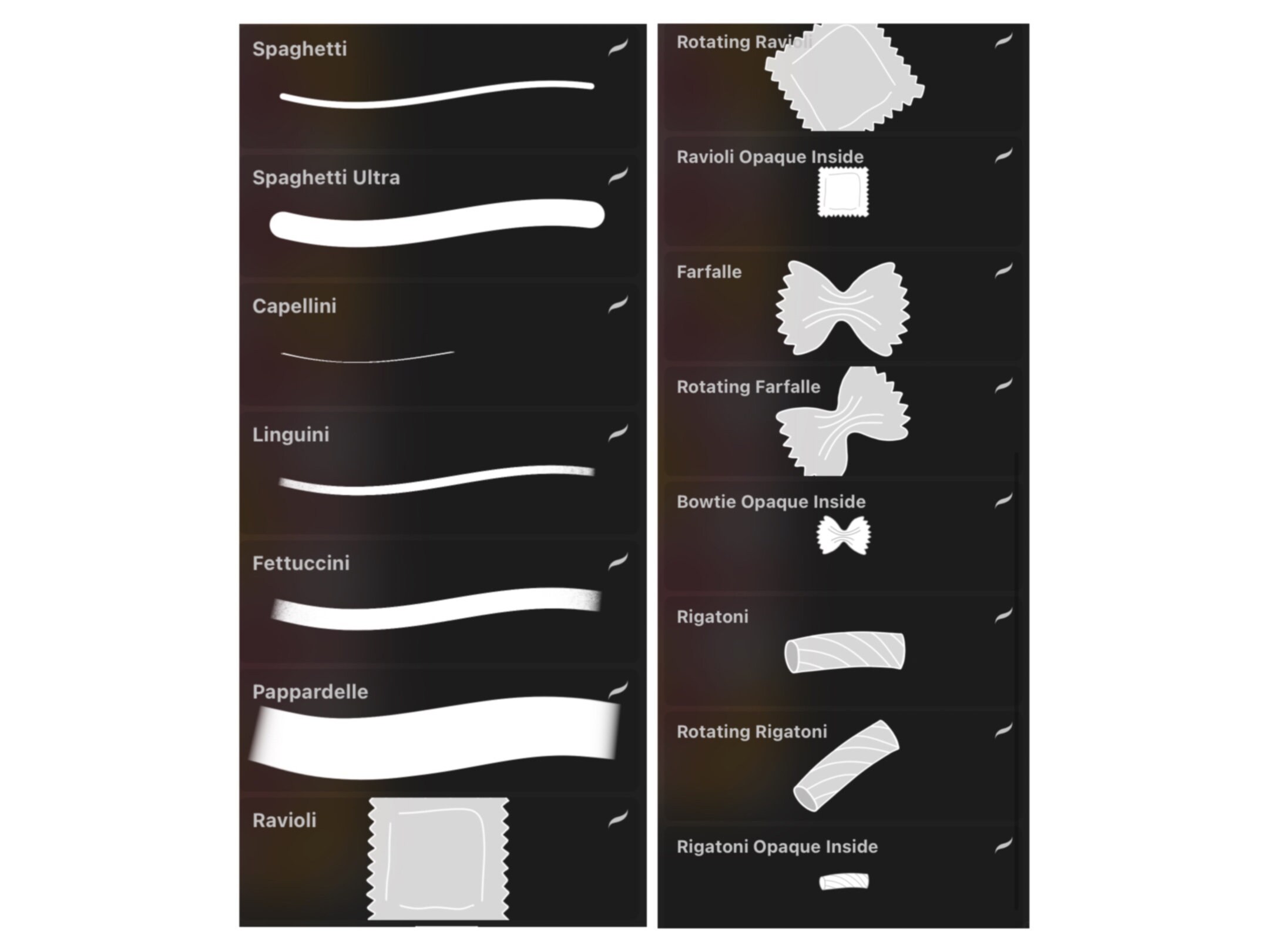 Pasta Squared Procreate Brushes and Stamps - Etsy