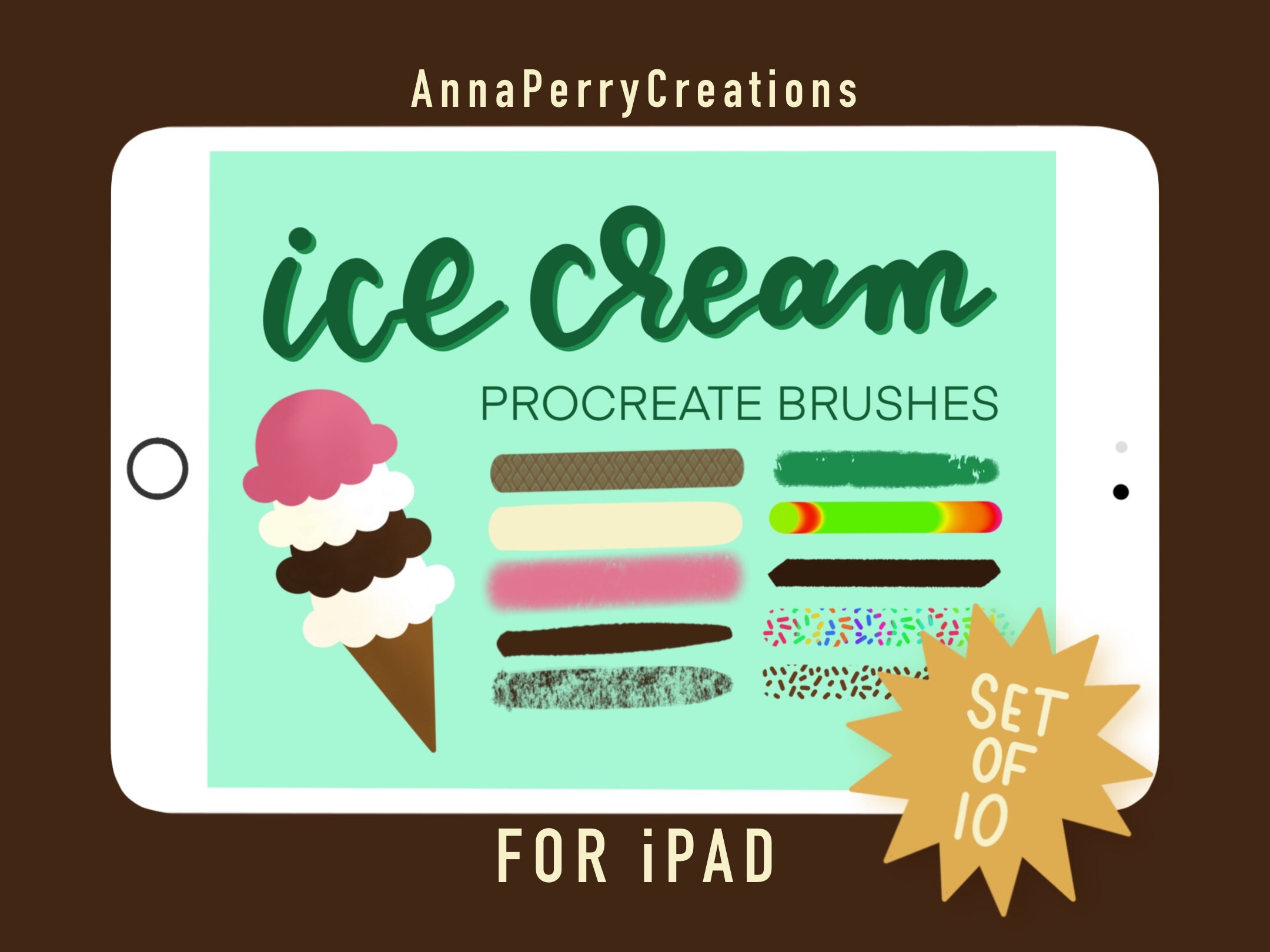 Ice Cream Procreate Brushes SET OF 10 // Lettering and Drawing Brushes ...