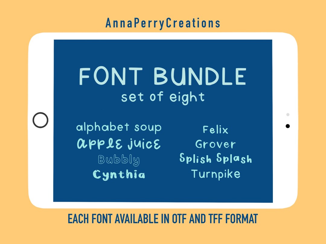 Bundle of 8 Fonts // OTF and TFF Format // Compatible With Procreate ...