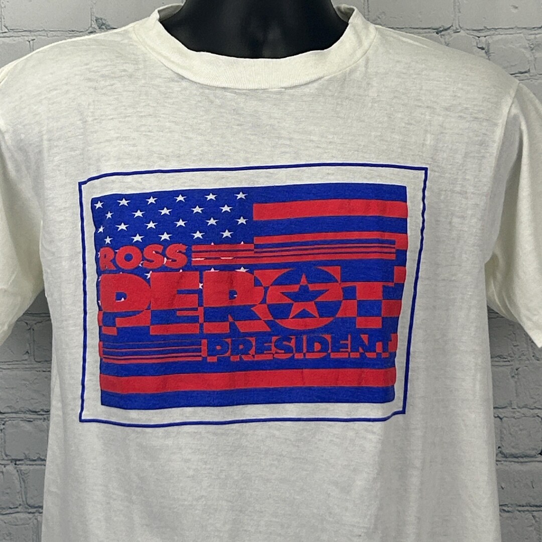 Vintage 90s Ross Perot for President T Shirt Politics Election White L ...