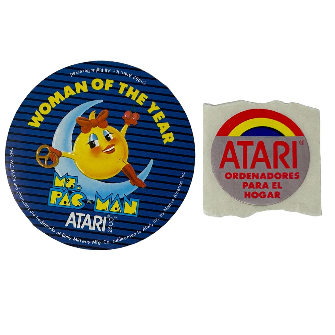 Lot of 2 Vintage Atari Stickers 80s Spanish Home Computers and Ms Pac ...