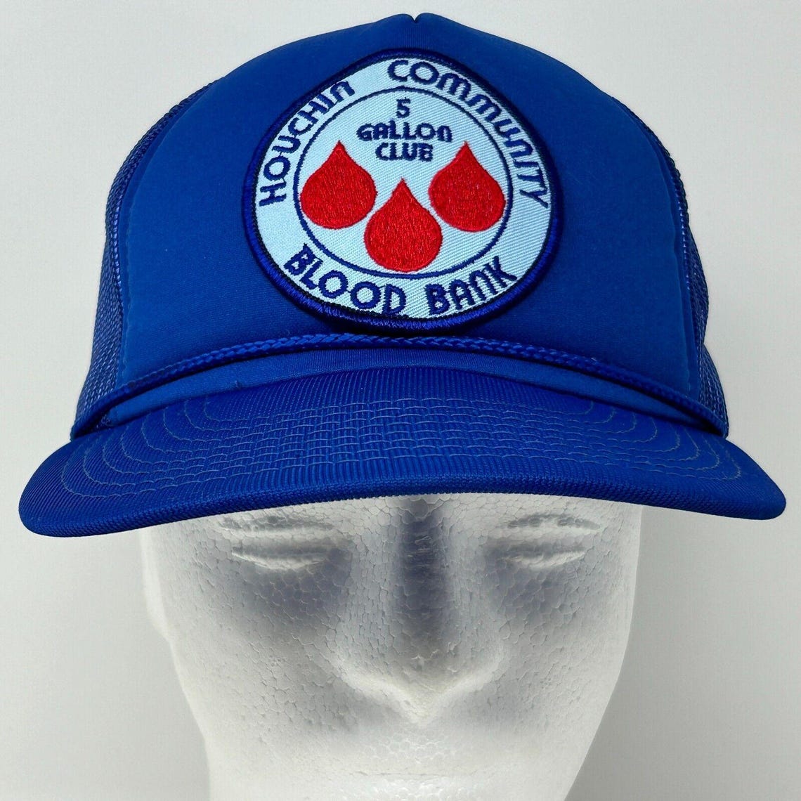 Vintage Houchin Community Blood Bank Trucker Hat Cap Blue 80s Blood ...