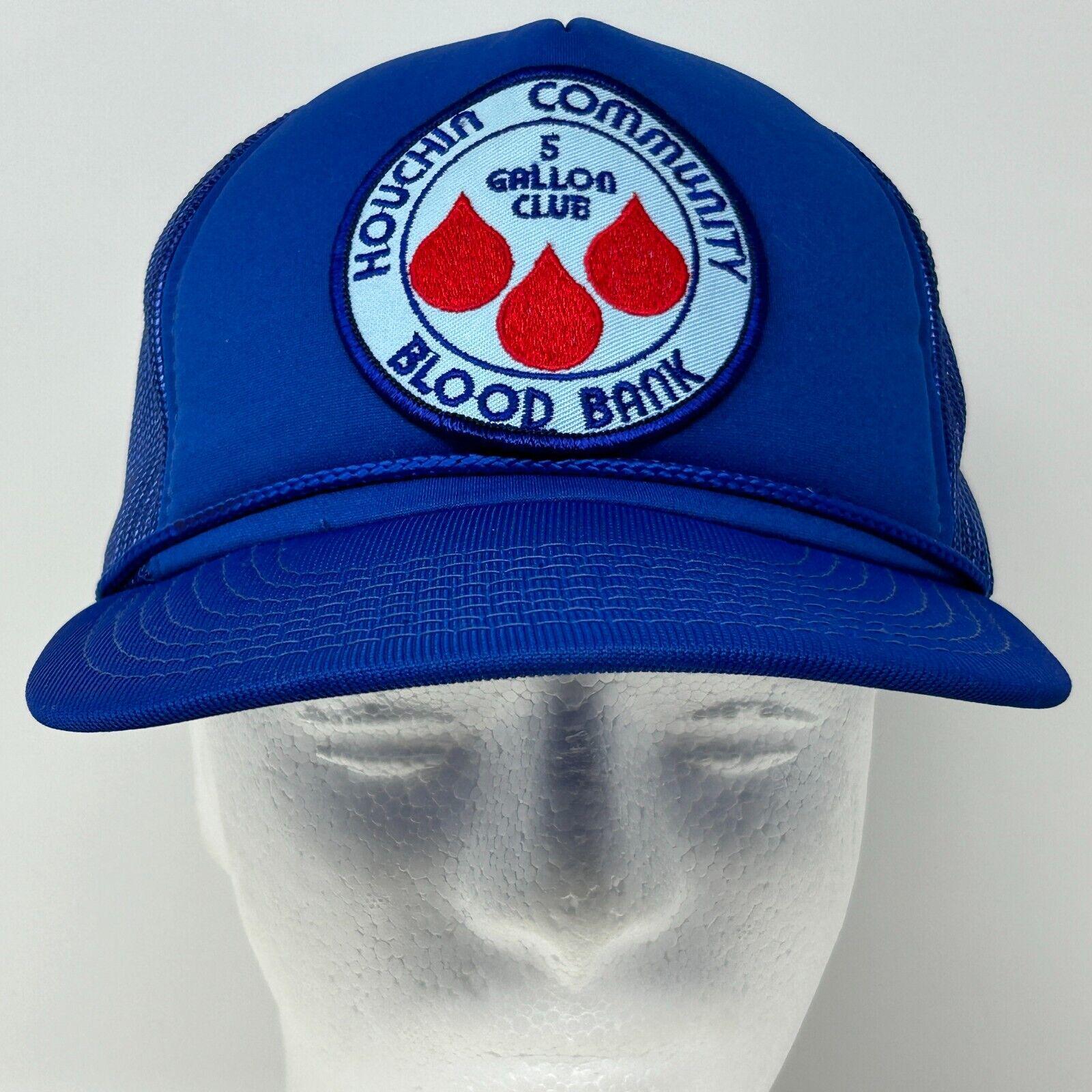 Vintage Houchin Community Blood Bank Trucker Hat Cap Blue 80s Blood ...