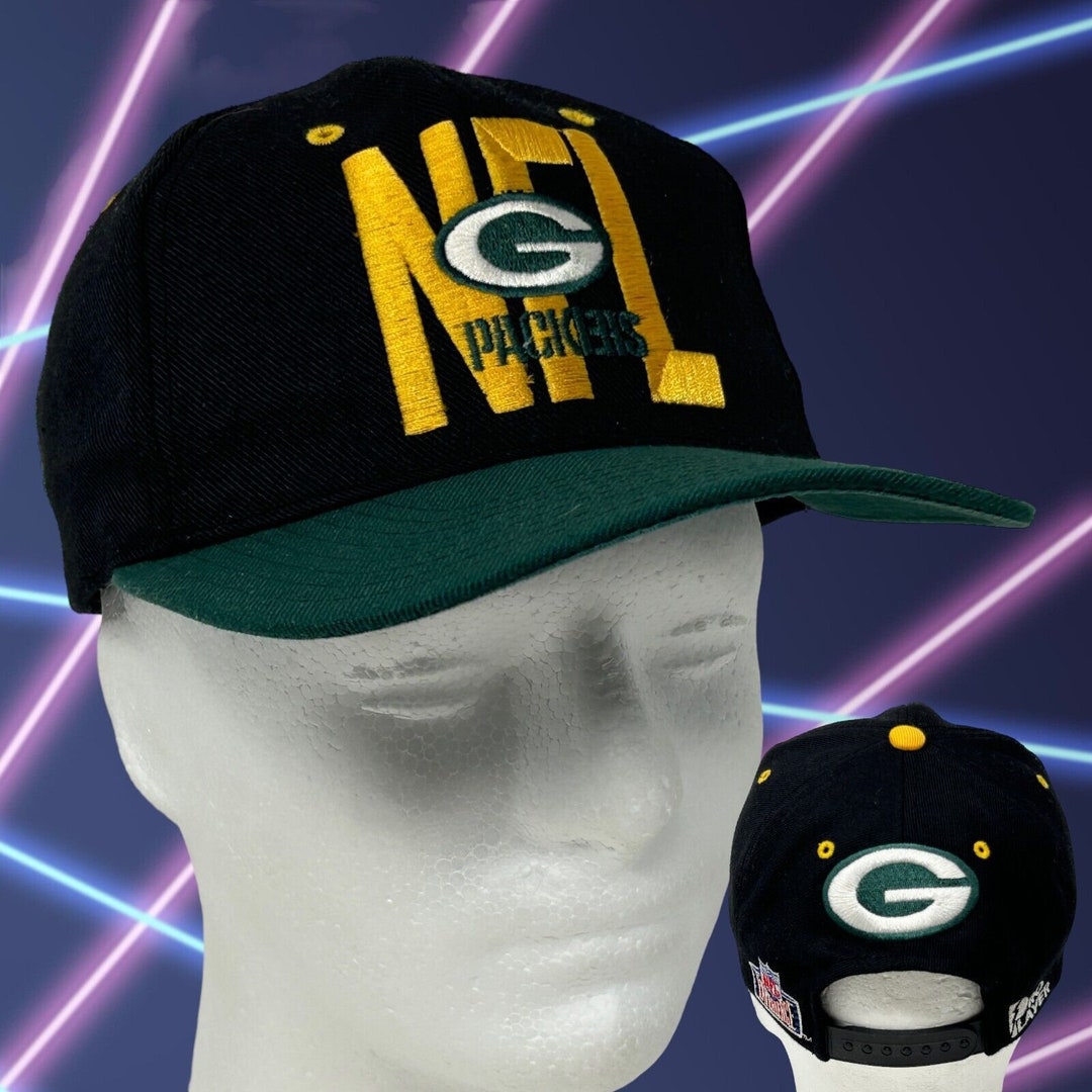Vintage Green Bay Packers Baseball Hat Cap Black 90s Snapback NFL Pro ...