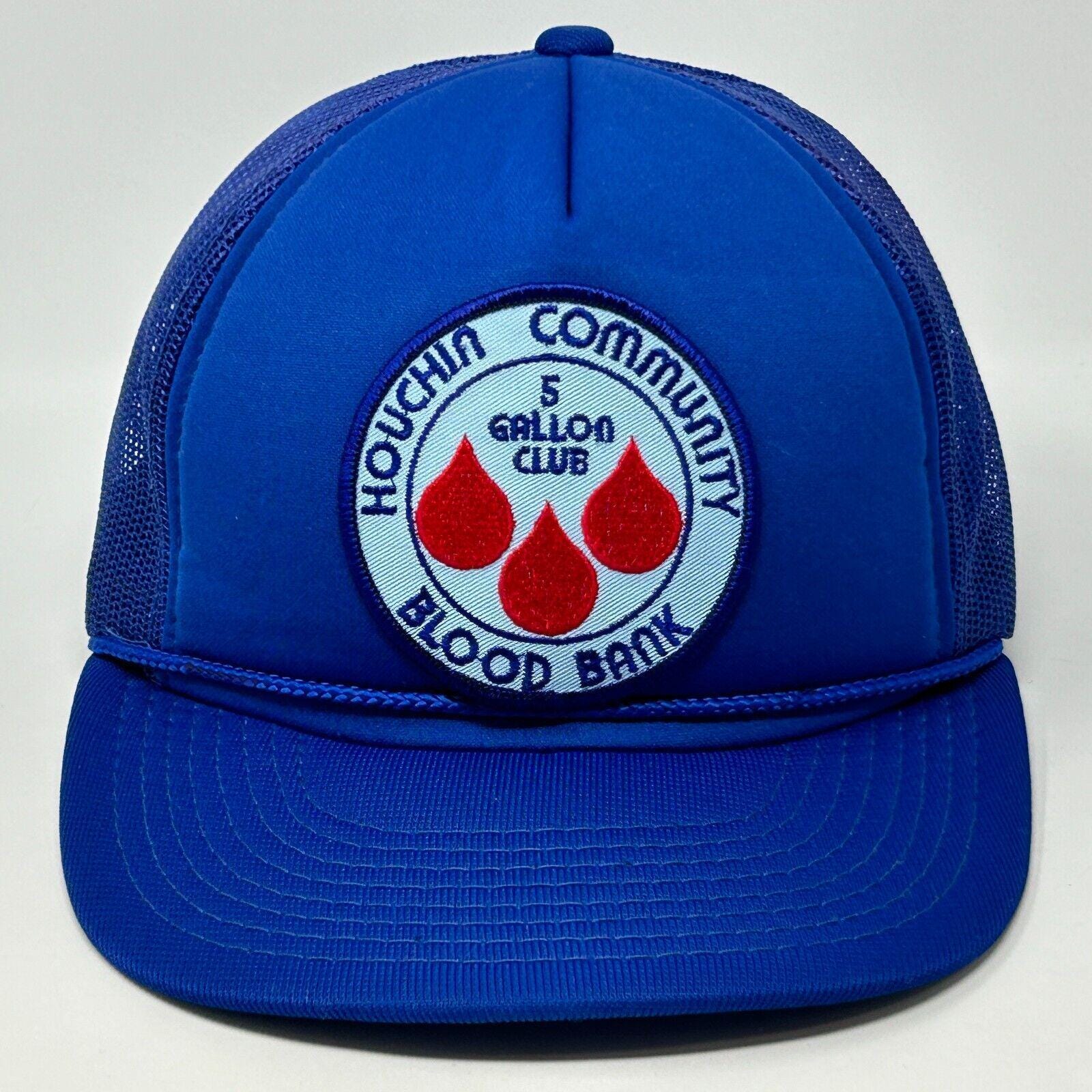 Vintage Houchin Community Blood Bank Trucker Hat Cap Blue 80s Blood ...