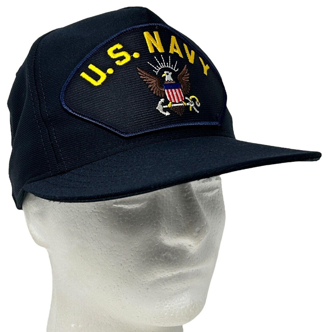 Vintage US Navy Baseball Hat Cap USN Military Made in USA 90s Snapback ...