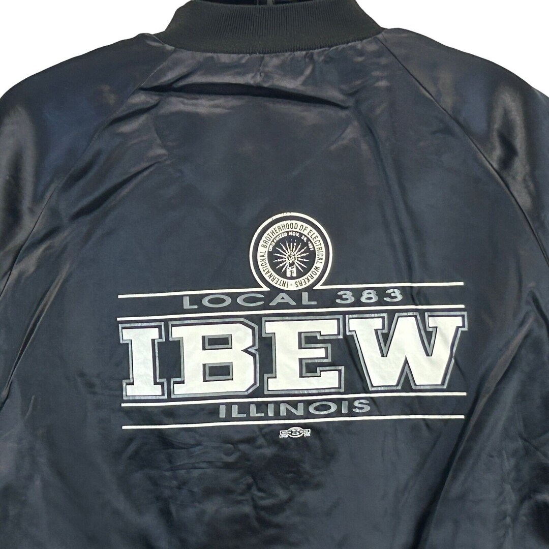 IBEW Local 383 Vintage 80s 90s Satin Jacket Glen Ellyn Illinois Labor ...