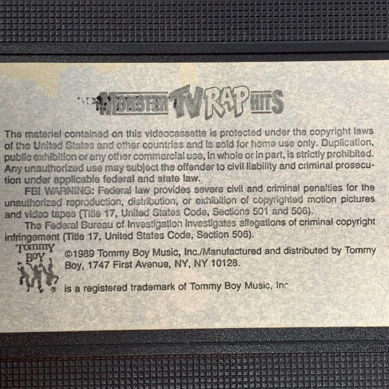 Vintage 80s Monster TV Rap Hits VHS Tape KDAY Los Angeles - Etsy