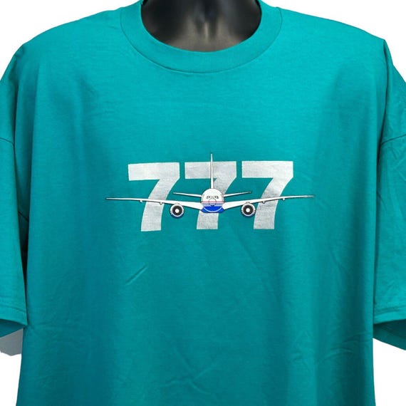 Vintage 90s Boeing 777 T Shirt Triple Seven Airliner … - Gem