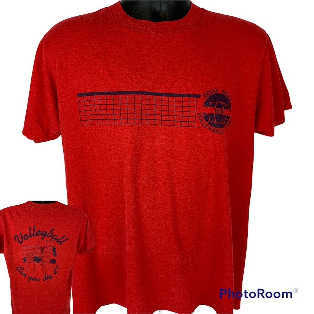 Vintage 80s Doug Beal Volleyball Camp T Shirt 1989 Made in USA Red Mens ...
