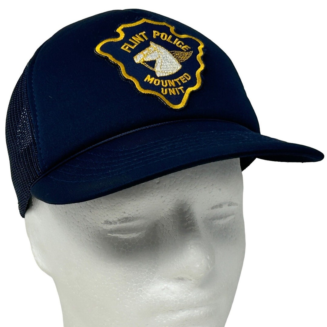 Flint Police Mounted Unit Vintage 80s Trucker Hat Michigan Blue ...