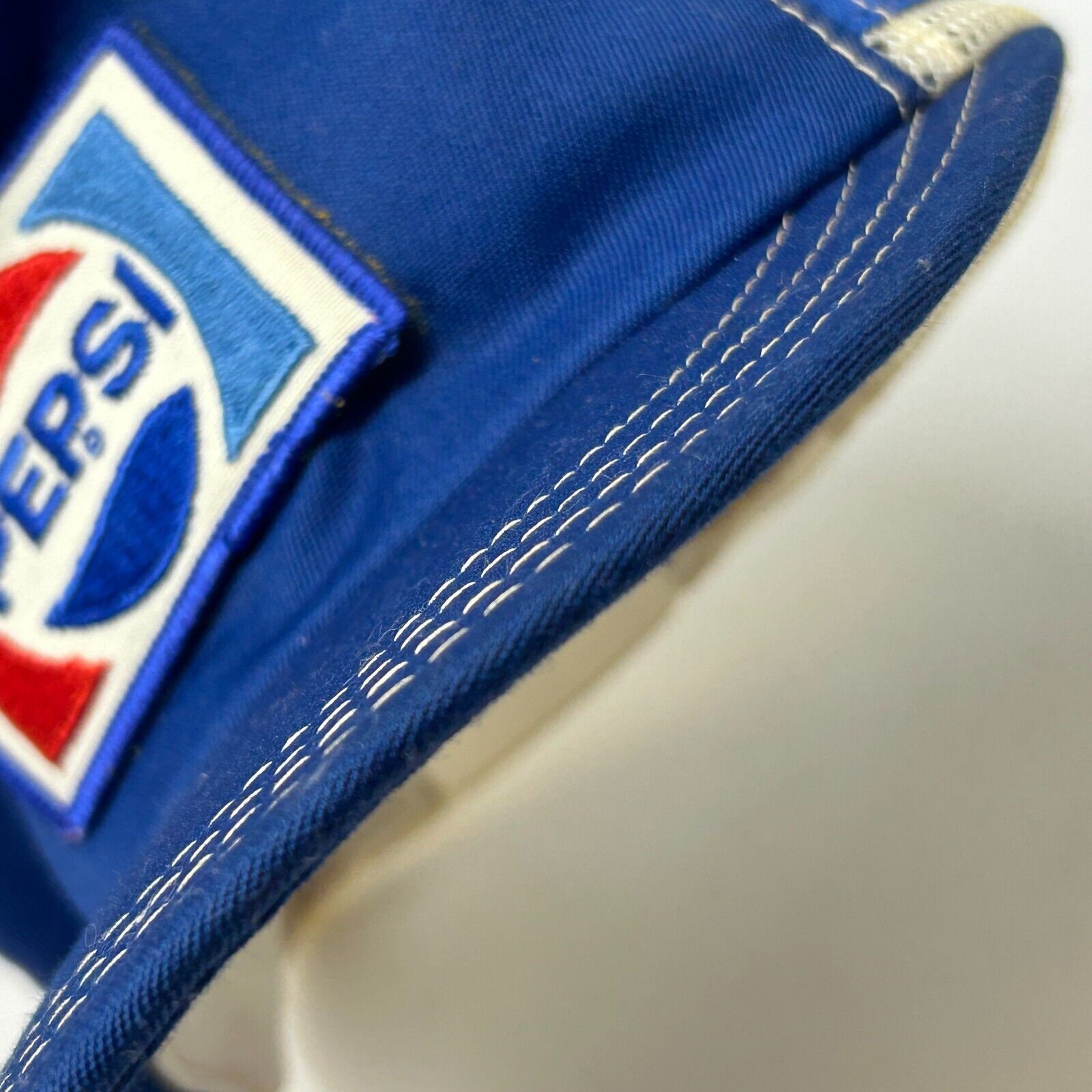 Pepsi Cola Patch 3 Stripe Snapback Trucker Hat Vintage 80s Blue USA ...