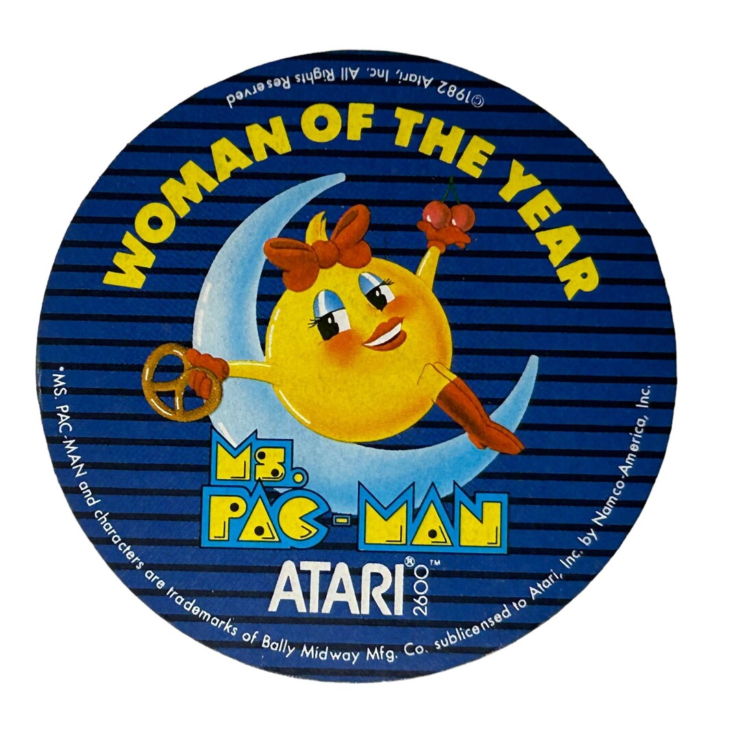 Atari 2600 Ms Pac-man Paper Sticker Vintage 80s 1982 Woman of the Year ...