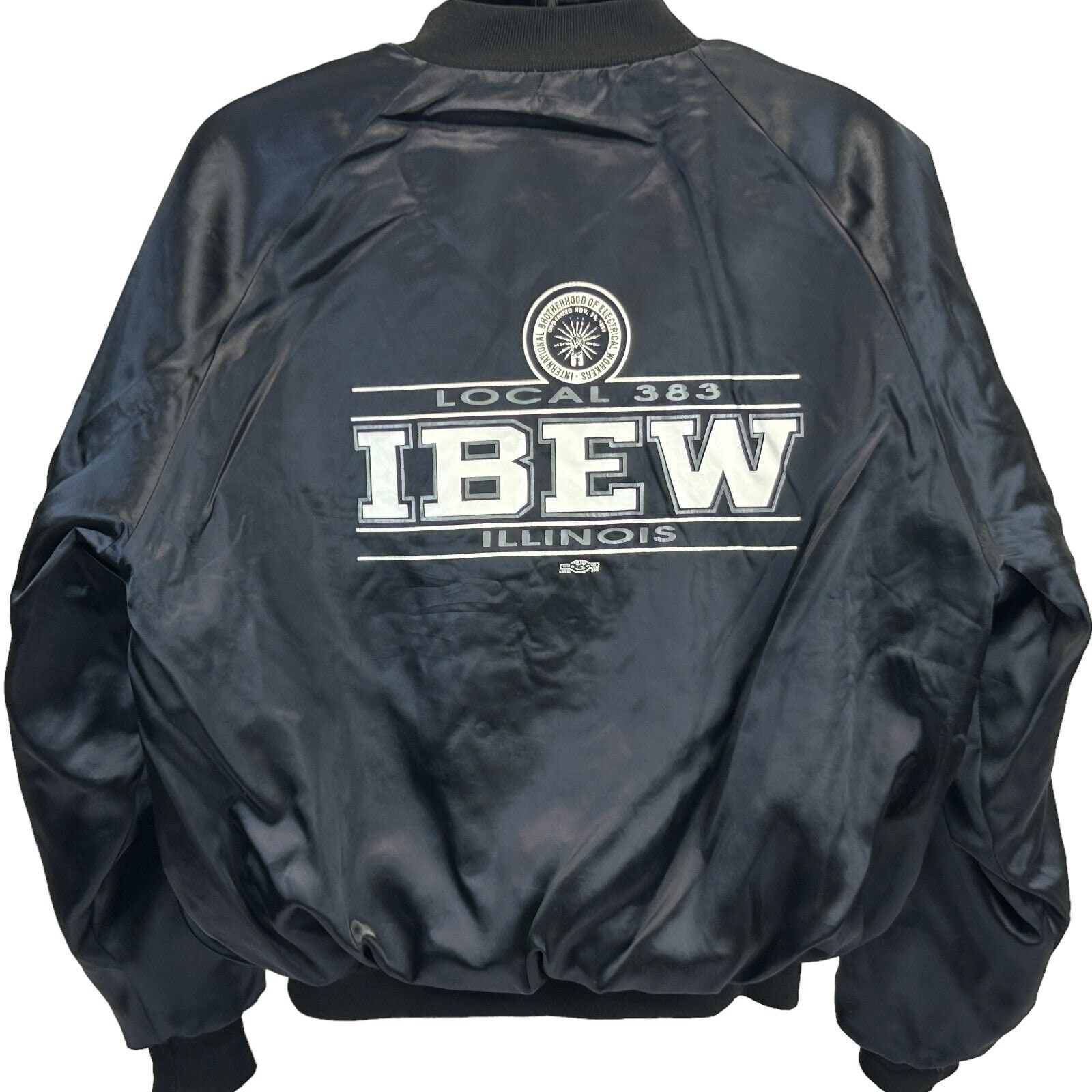 IBEW Local 383 Vintage 80s 90s Satin Jacket Glen Ellyn Illinois Labor ...