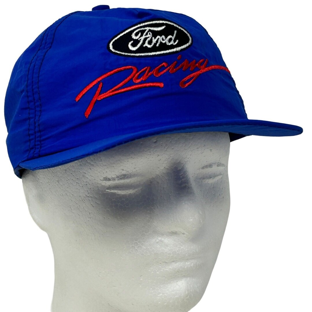 Ford Racing Vintage 90s Hat Motorsports Auto Blue USA Made Snapback ...
