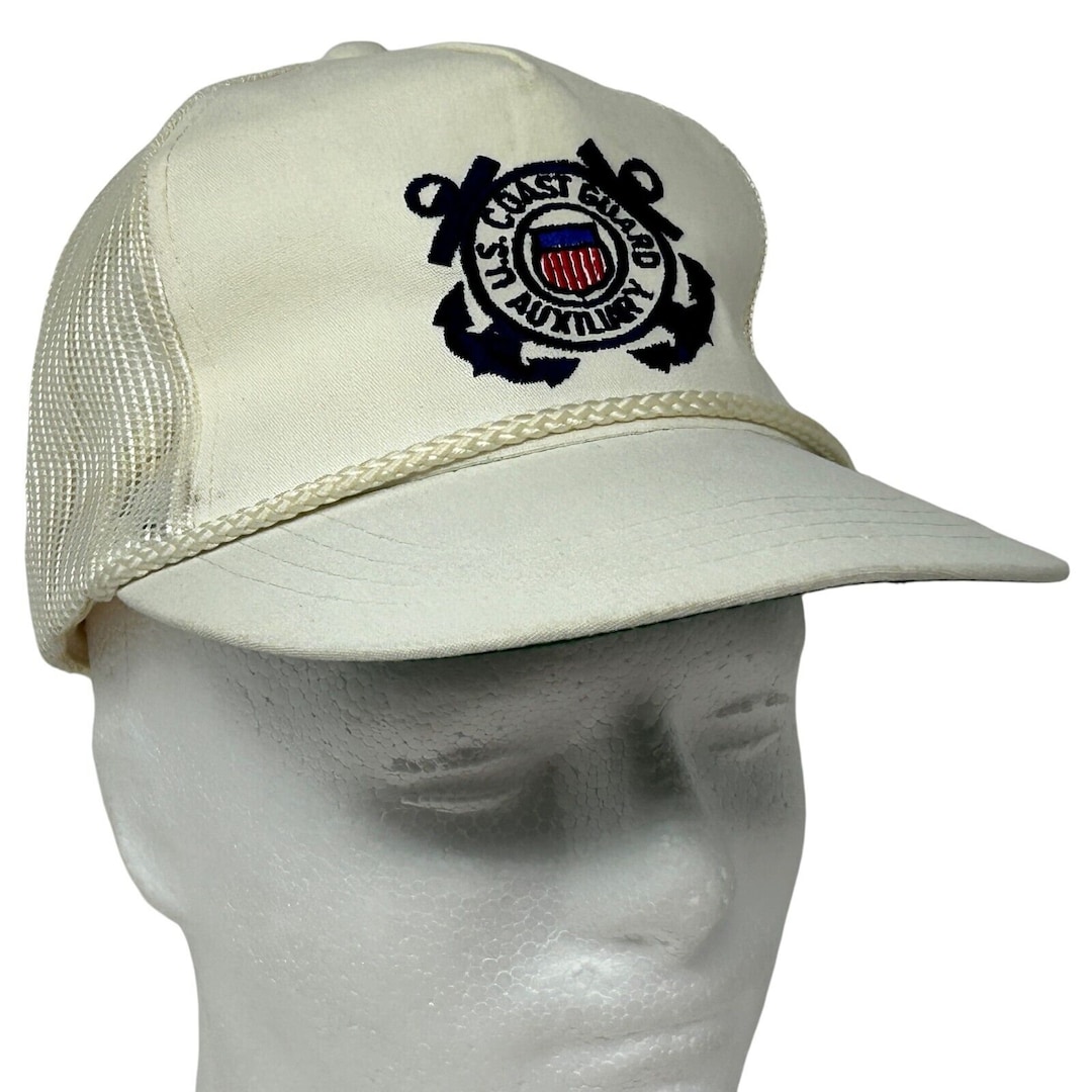 US Coast Guard Auxiliary Vintage 80s Trucker Hat USCG Rope White ...