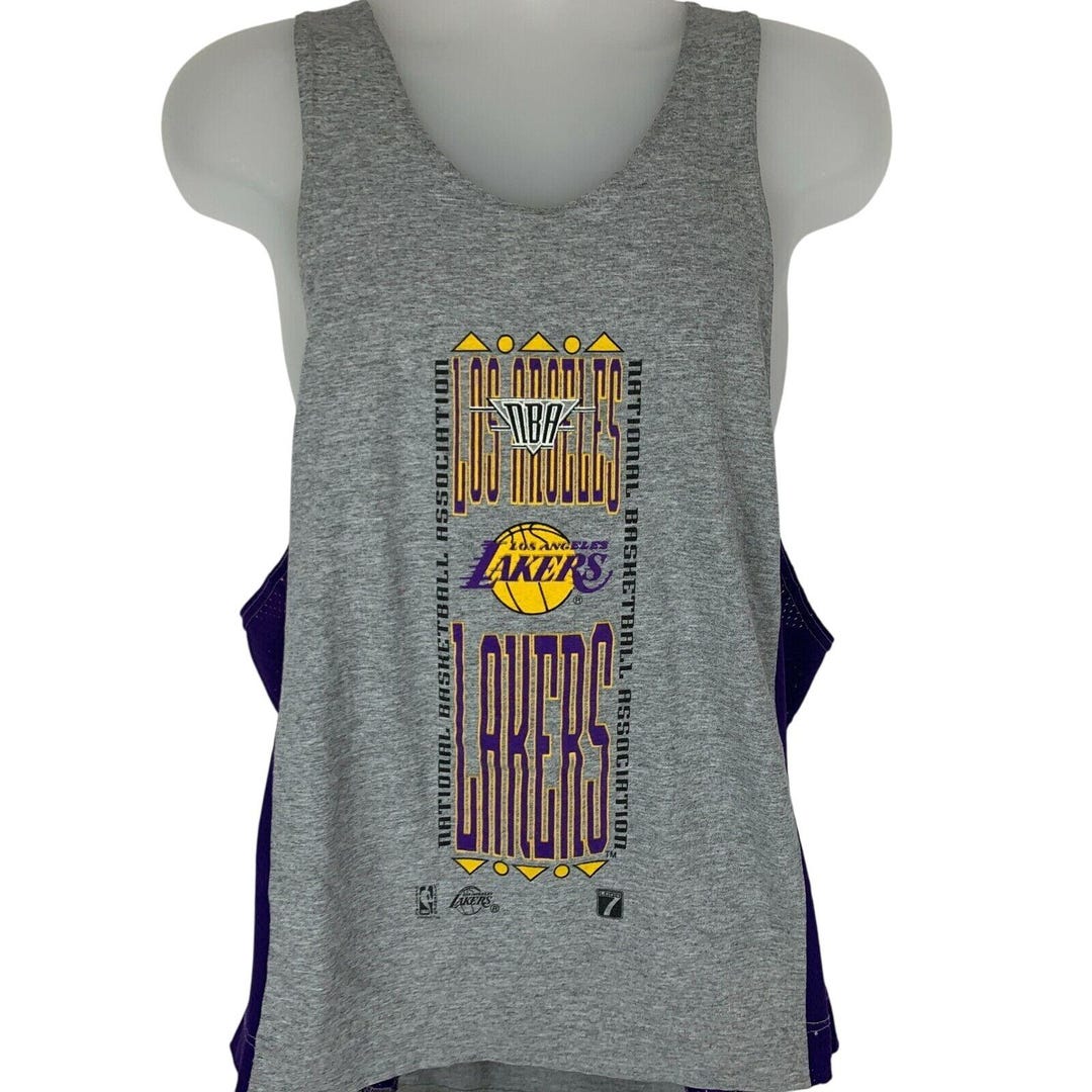 Vintage Los Angeles LA Lakers Tank Top Mens Large Gray NBA Stringer ...
