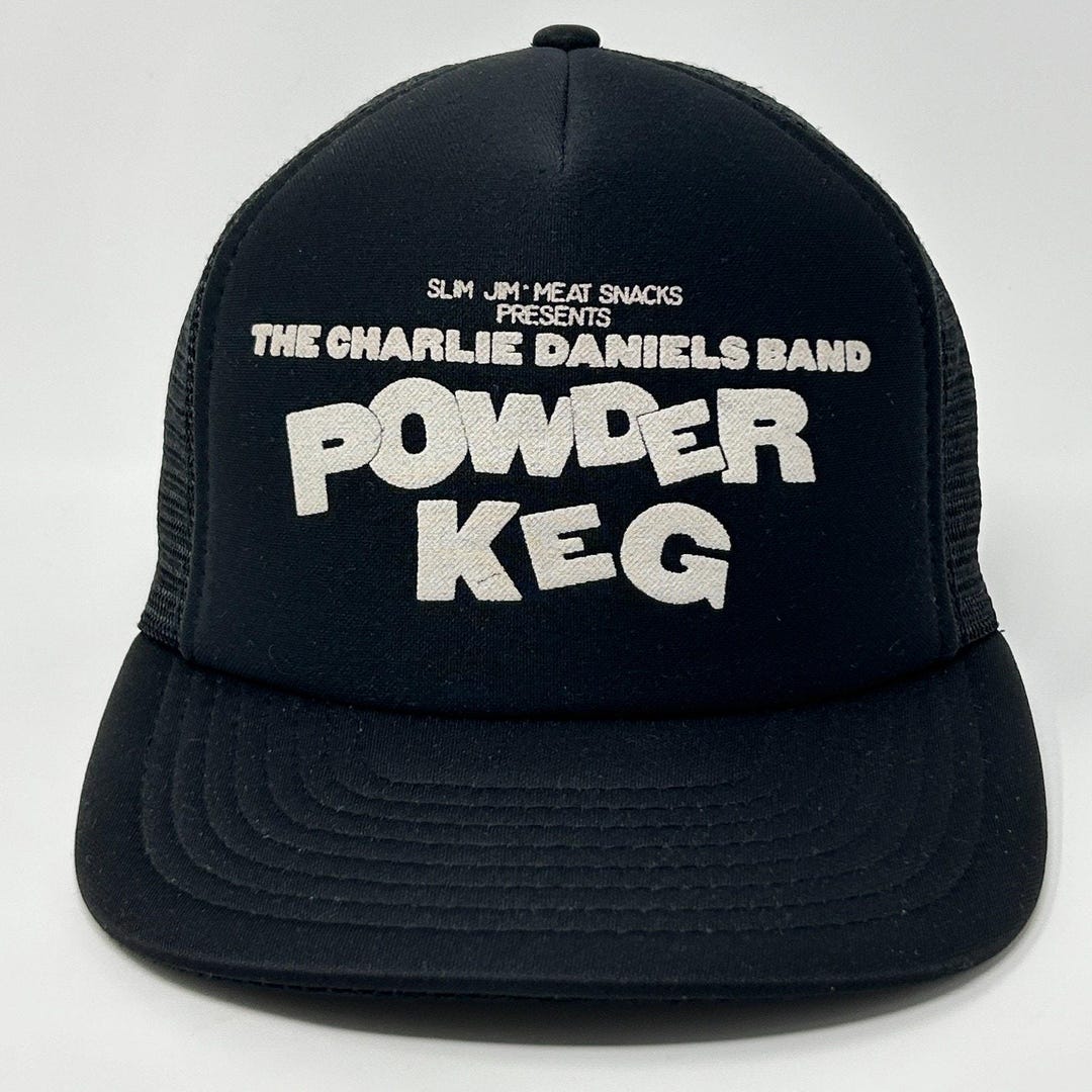 Vintage 80s Charlie Daniels Band Trucker Hat Cap Powder Keg Mesh ...