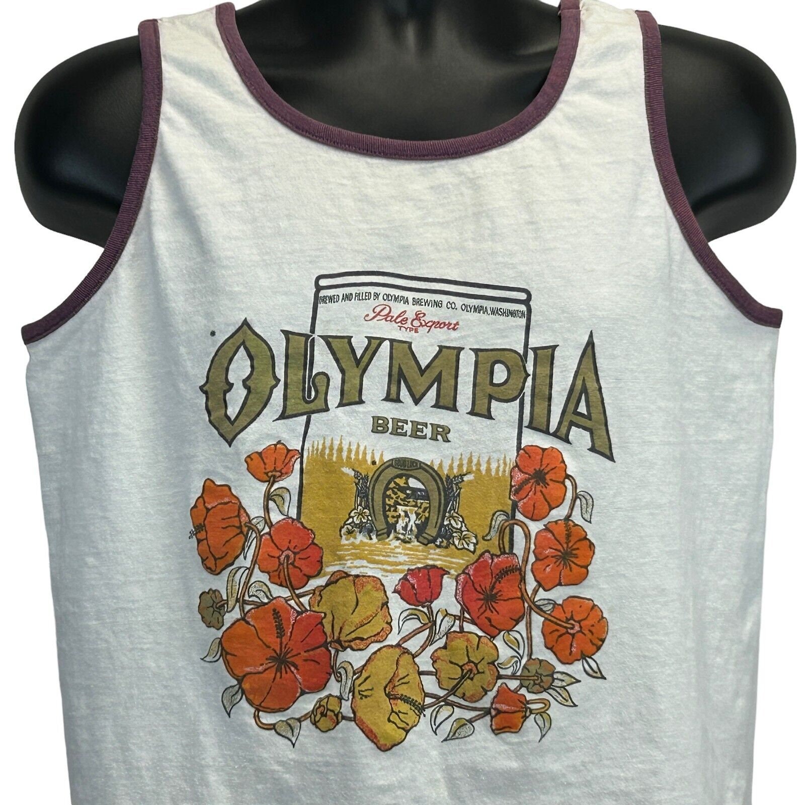 Olympia Beer Vintage 80s Tank Top T Shirt Brewery Breweriana Made in ...