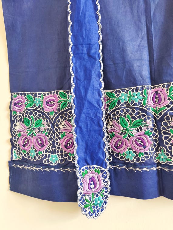 Vintage original Hungarian indigo blueprint folklore … - Gem