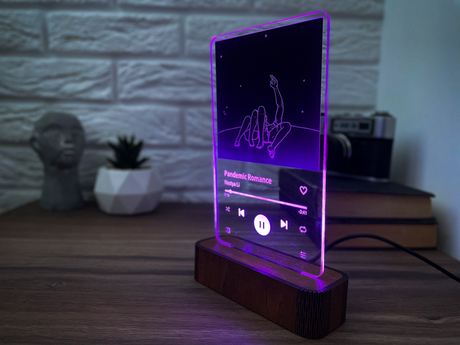 Acrylic Plaque Spotify glass led light lamp Acrylic Music | Etsy