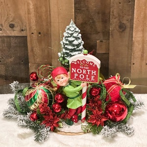 Winter Centerpiece, Holiday Centerpiece, Elf Centerpiece, Elf Figurine ...