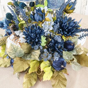 Fall Centerpiece, Blue Fall Centerpiece, Blue Fall Floral Arrangement ...