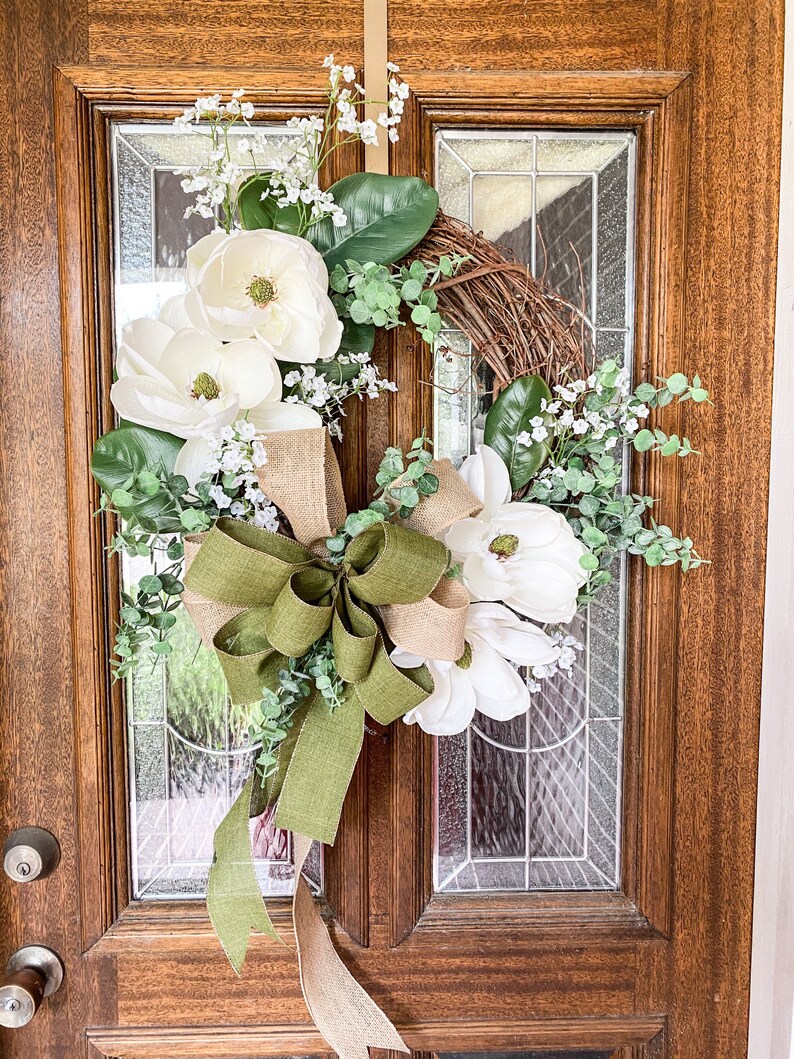 Magnolia Wreath, Everyday Wreath, Farmhouse Wreath, Summer Wreath, Fall ...