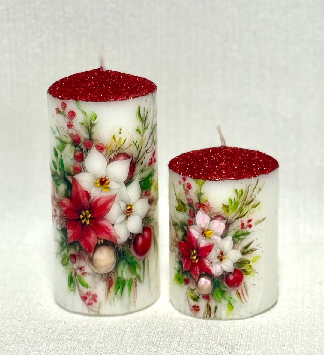 Christmas Candles, Christmas Poinsettia Candles, Hand Crafted Candles ...