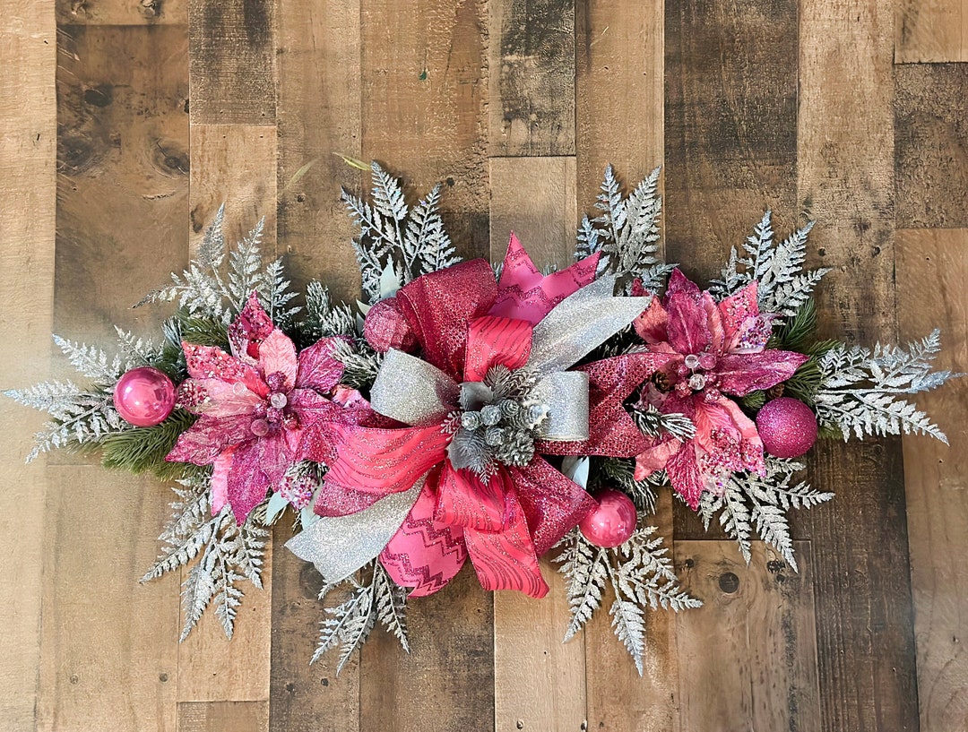 Horizontal Swag, Christinas Swag, Over the Window Swag, Pink Christmas ...