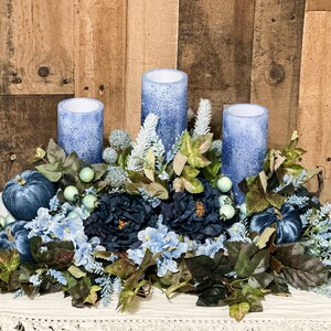Fall Centerpiece, Blue Fall Centerpiece, Blue Fall Floral Arrangement ...