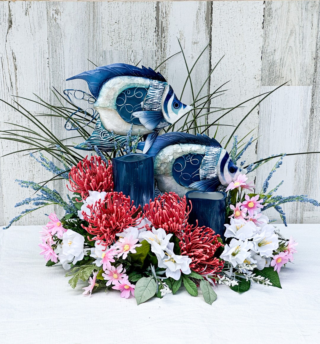Beach Decor, Fish Decor, Beach Centerpiece, Nautical Centerpiece, Large ...