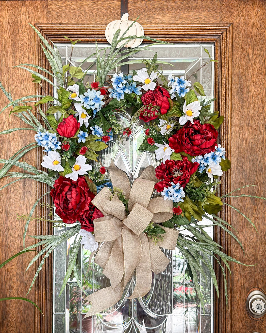 Farmhouse Wreath, Patriotic Wreath, 4th of July Wreath, Farmhouse Decor ...