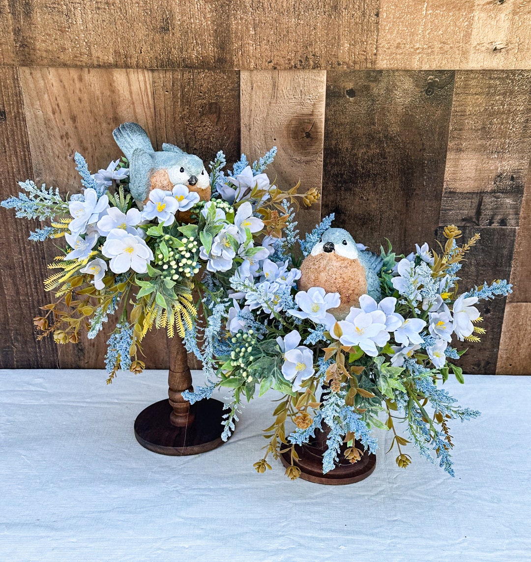 Spring Centerpiece, Summer Candle Stick Arrangement, Birds Table Decor ...