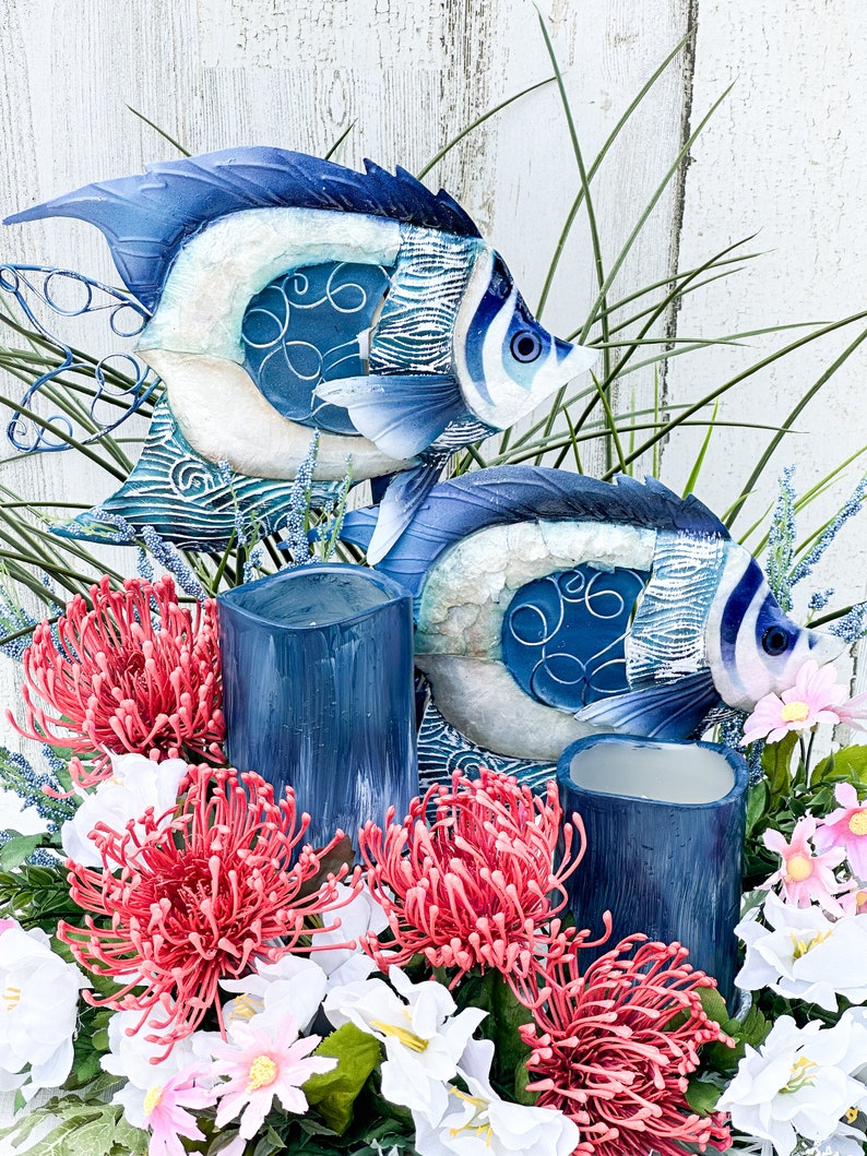 Beach Decor, Fish Decor, Beach Centerpiece, Nautical Centerpiece, Large ...