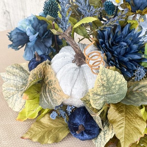 Fall Centerpiece, Blue Fall Centerpiece, Blue Fall Floral Arrangement ...