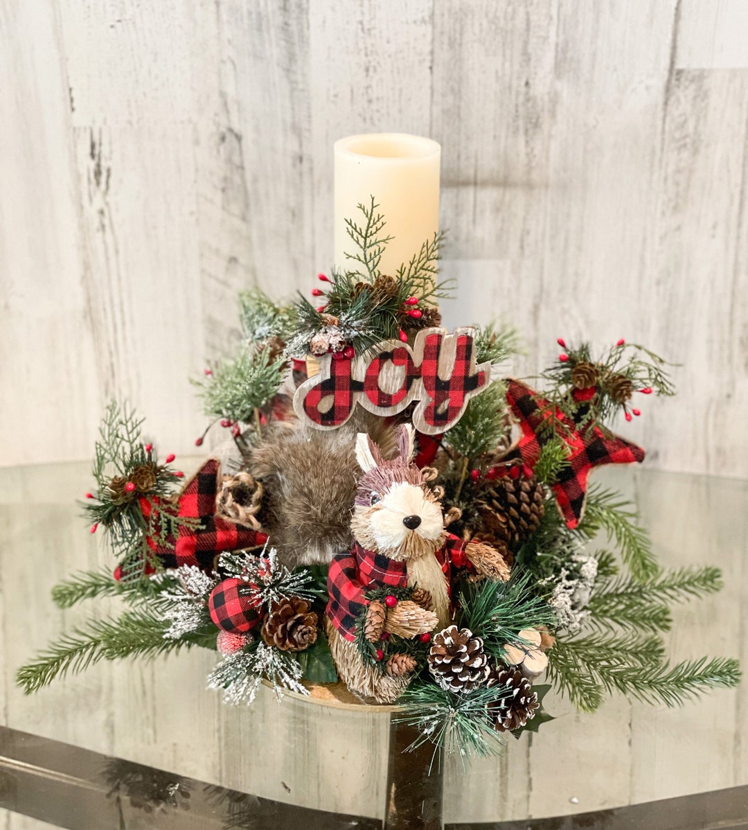 Christmas Centerpiece, Farmhouse Christmas Centerpiece, Christmas Table ...