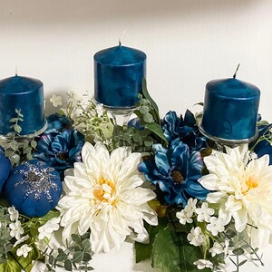 Fall Centerpiece, Blue Fall Centerpiece, Blue Fall Decor, Blue Fall ...