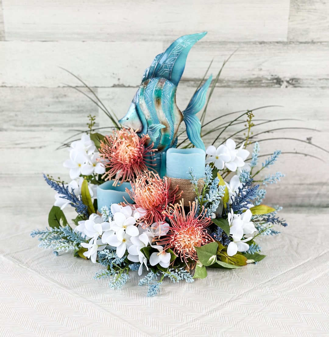 Beach Decor, Fish Decor, Beach Centerpiece, Nautical Centerpiece, Large ...