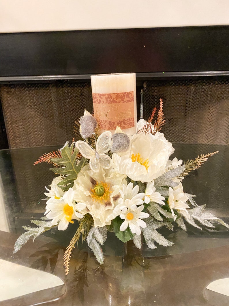 Spring Centerpiece White Poppy Centerpiece After Holiday - Etsy