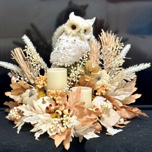 Fall Farmhouse Centerpiece, Large Fall Table Decor, Large Fall Owl ...