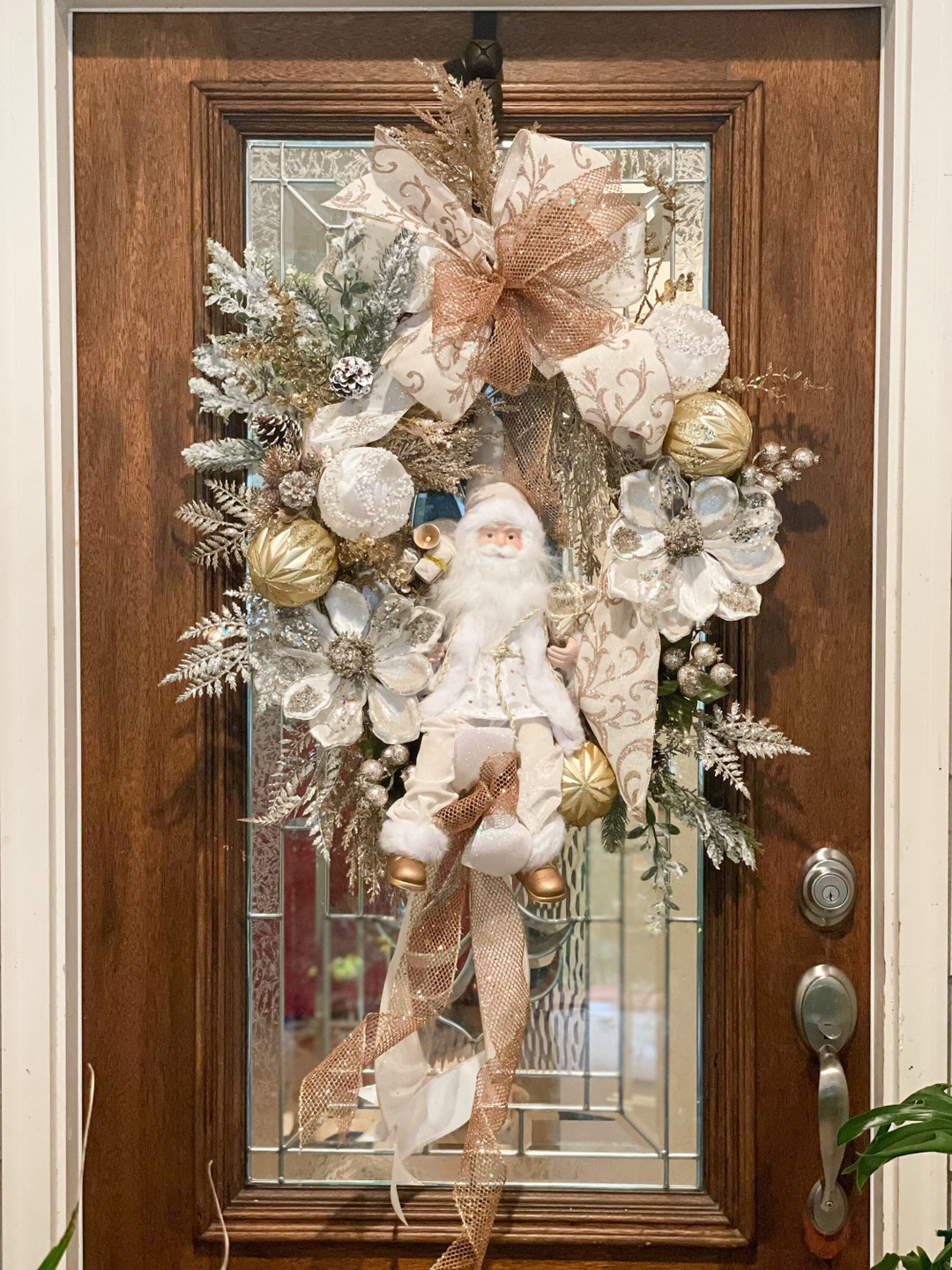 Christmas Wreath White Santa Wreath Xl Christmas Wreath For Front