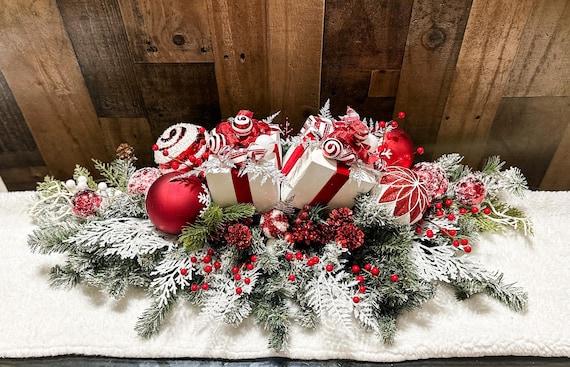 Centerpiece Decorations Gift Boxes Red Peonies Christmas Faux