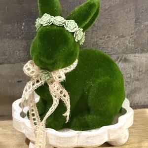 Flocked Easter Bunny, Large Green Flocked Bunny, Farmhouse Easter Bunny ...