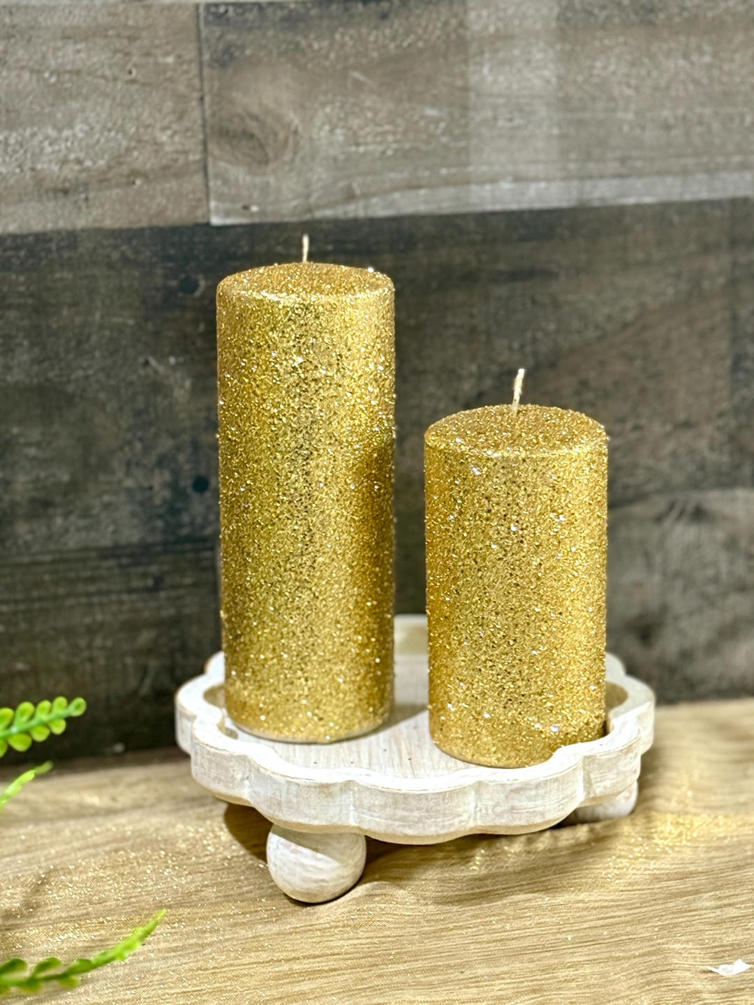 Gold Pillar Candle, Gold Glitter Wax Candle, Gold Candle, Holiday ...