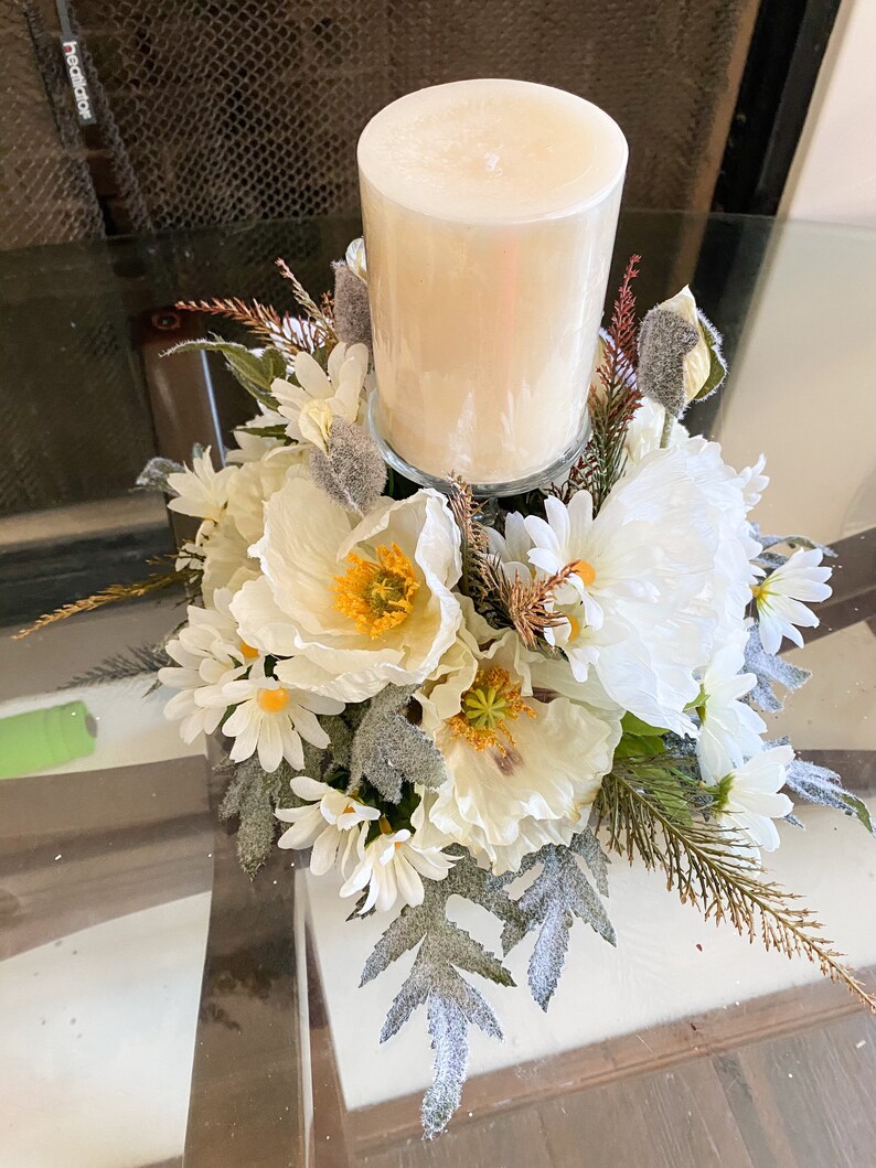 Spring Centerpiece White Poppy Centerpiece After Holiday - Etsy
