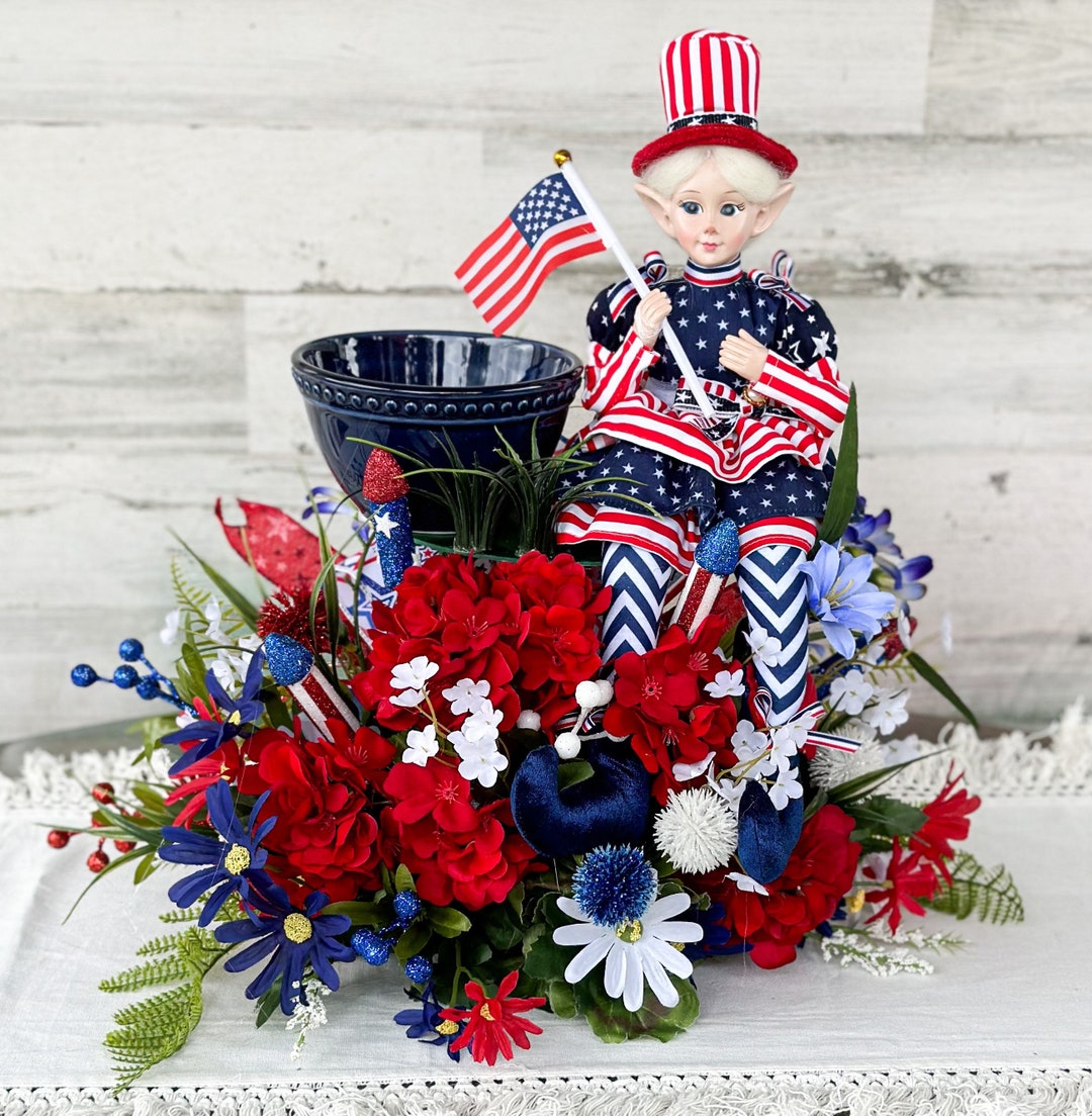 Patriotic Centerpiece, Patriotic Table Decor, Patriotic Serving Dish ...