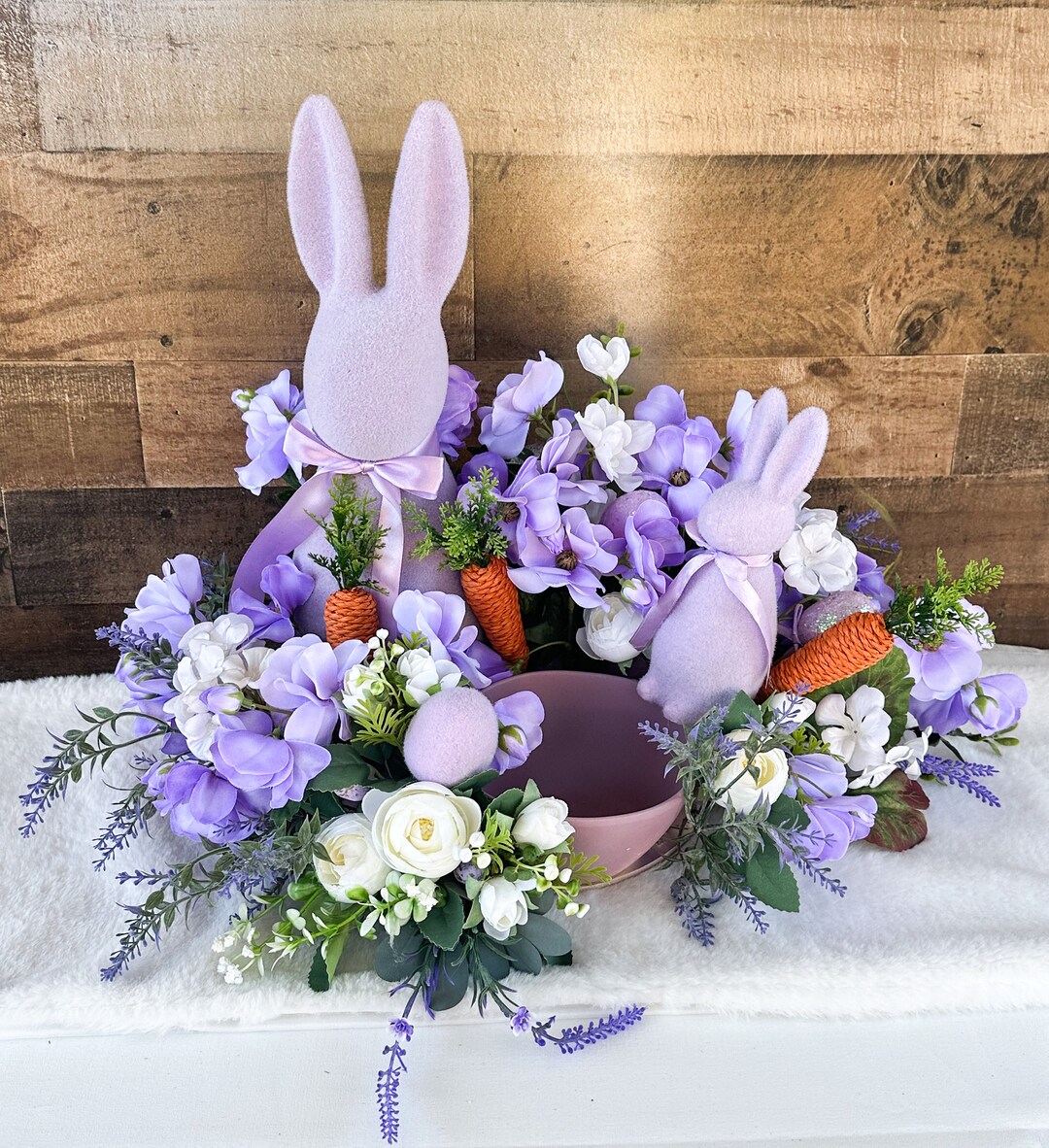 Flocked Bunny Centerpiece, Flocked Bunny Easter Decor, Easter Flocked ...